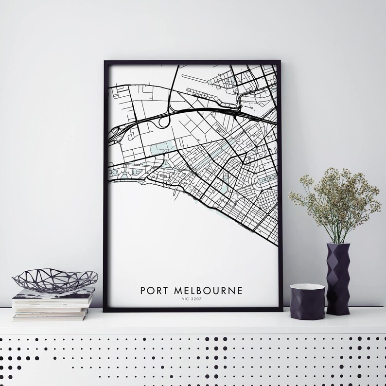 Port Melbourne Art City Map Print Wall Art A4 A3 A2 A1 | Etsy