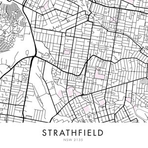 Strathfield, Sydney, Australia City Map Print Wall Art | Print at Home ...