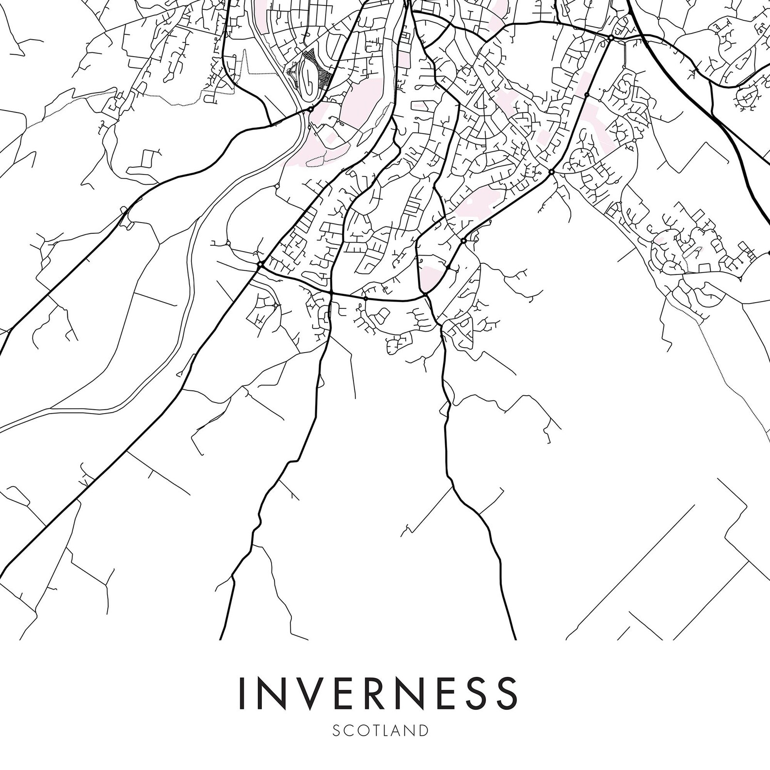 Inverness Scotland UK City Map Print Wall Art Print at - Etsy UK