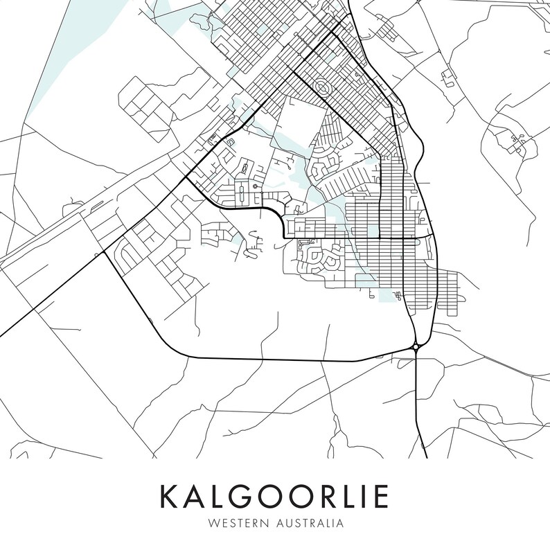 Kalgoorlie, Western Australia City Map Print Wall Art | Print at Home ...