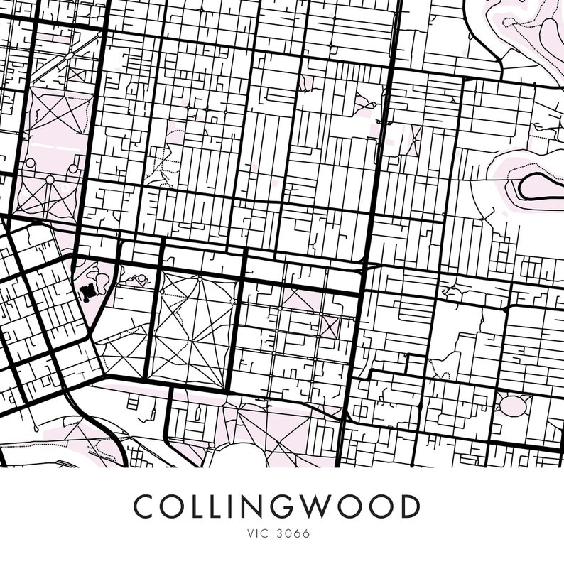 Collingwood Melbourne Art City Map Print Wall Art A4 A3 A2 | Etsy