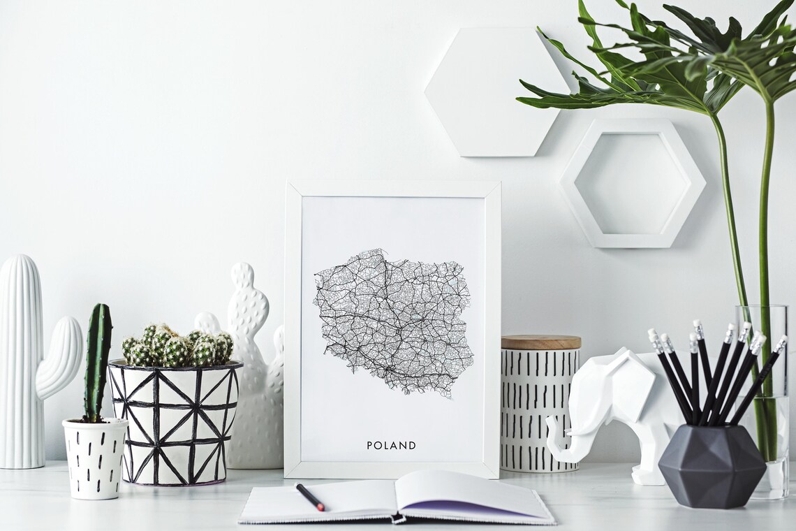 Poland Road Map Print Wall Art | Print at Home | Digital Download File ...