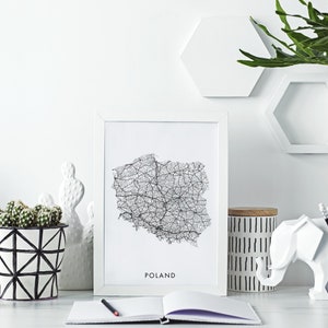 Poland Road Map Print Wall Art | Print at Home | Digital Download File ...