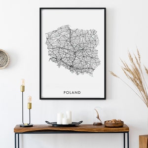 Poland Road Map Print Wall Art | Print at Home | Digital Download File ...