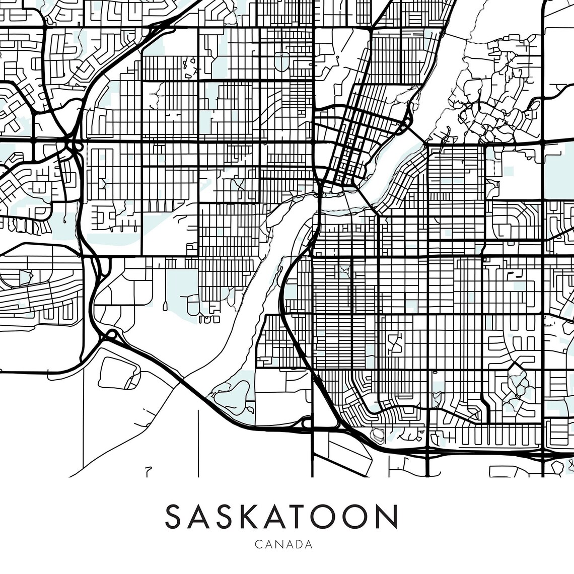 Saskatoon Saskatchewan Canada Art City Map Print Wall Art - Etsy
