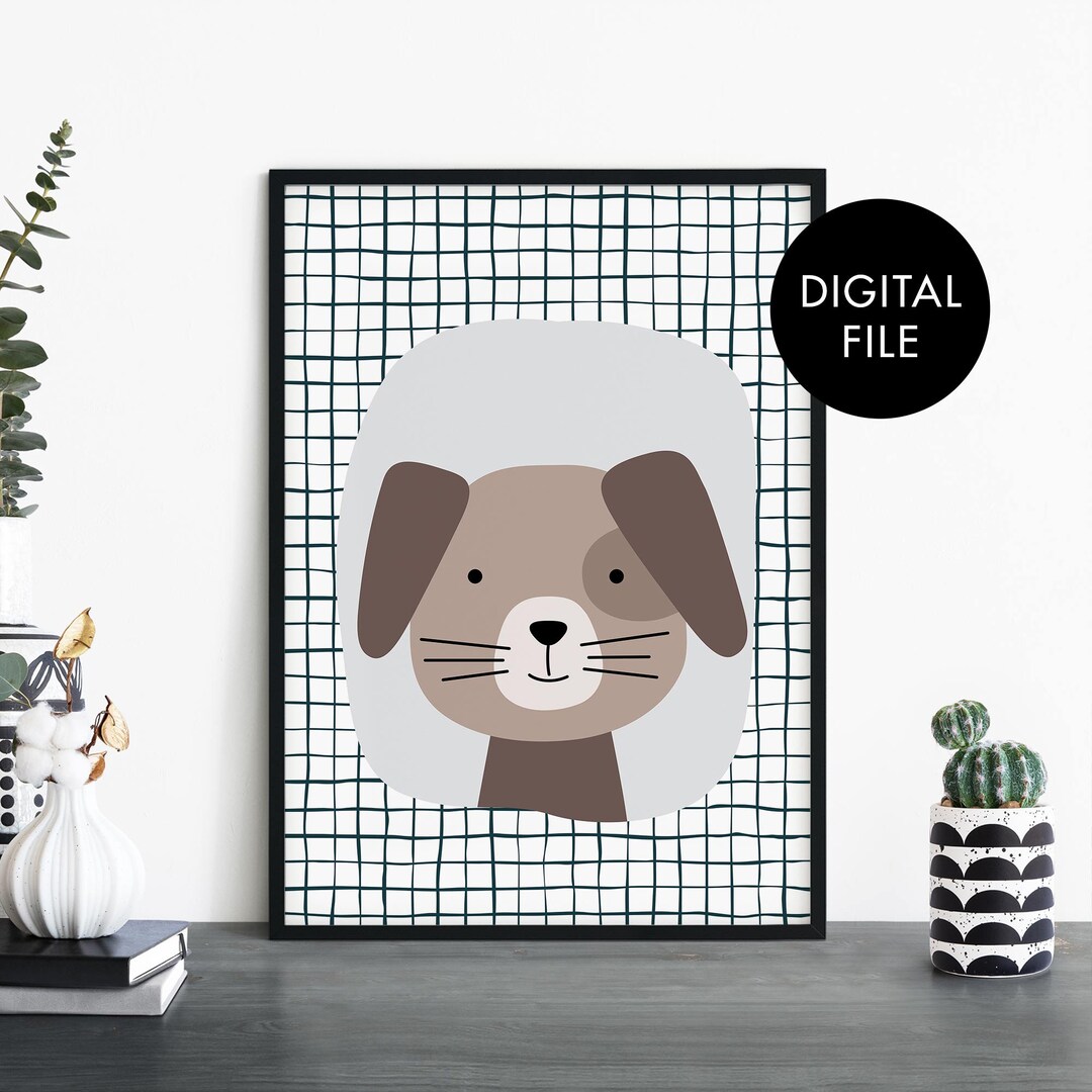 Hund Poster Print Wandkunst | Kinder Kinder jungen Mädchen Kinderzimmer ...