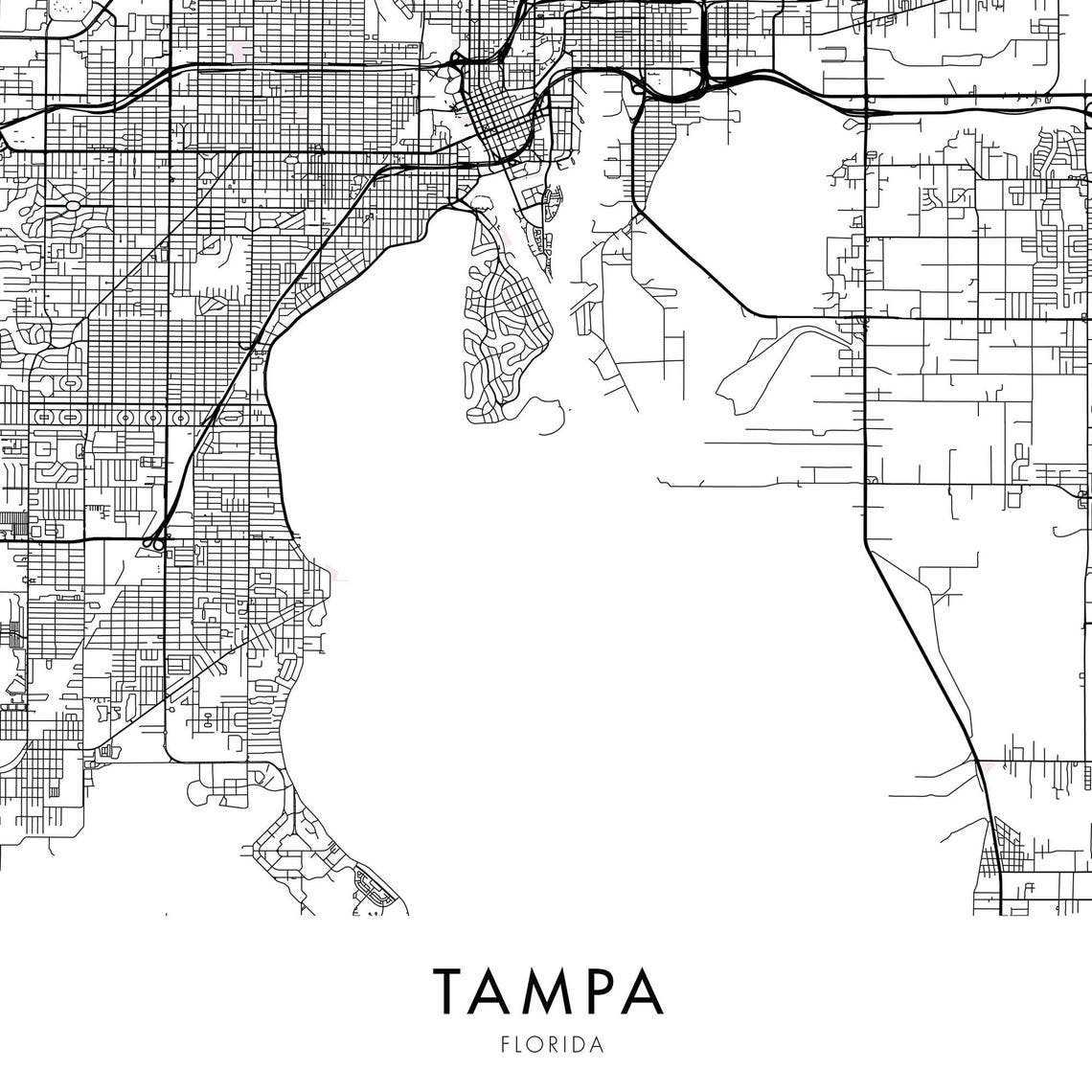 Tampa Florida USA City Map Print Wall Art Poster A4 A3 A2 | Etsy
