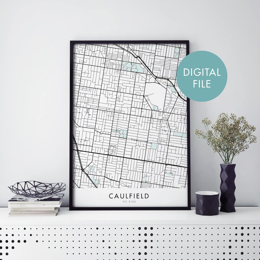 Caulfield, Melbourne City Map Print Wall Art / Print At Home / Digital ...