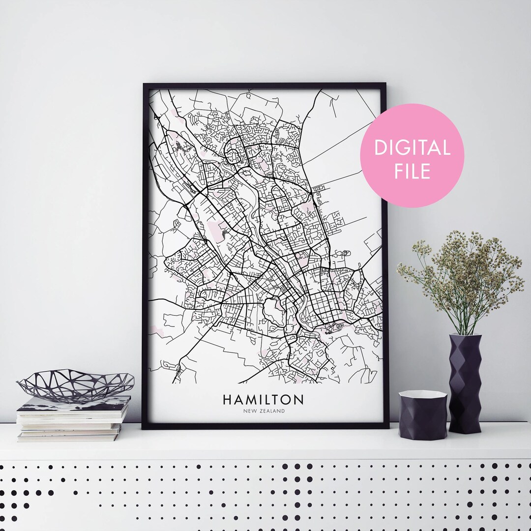 Hamilton, New Zealand City Map Print Wall Art | Print at Home | Digital ...