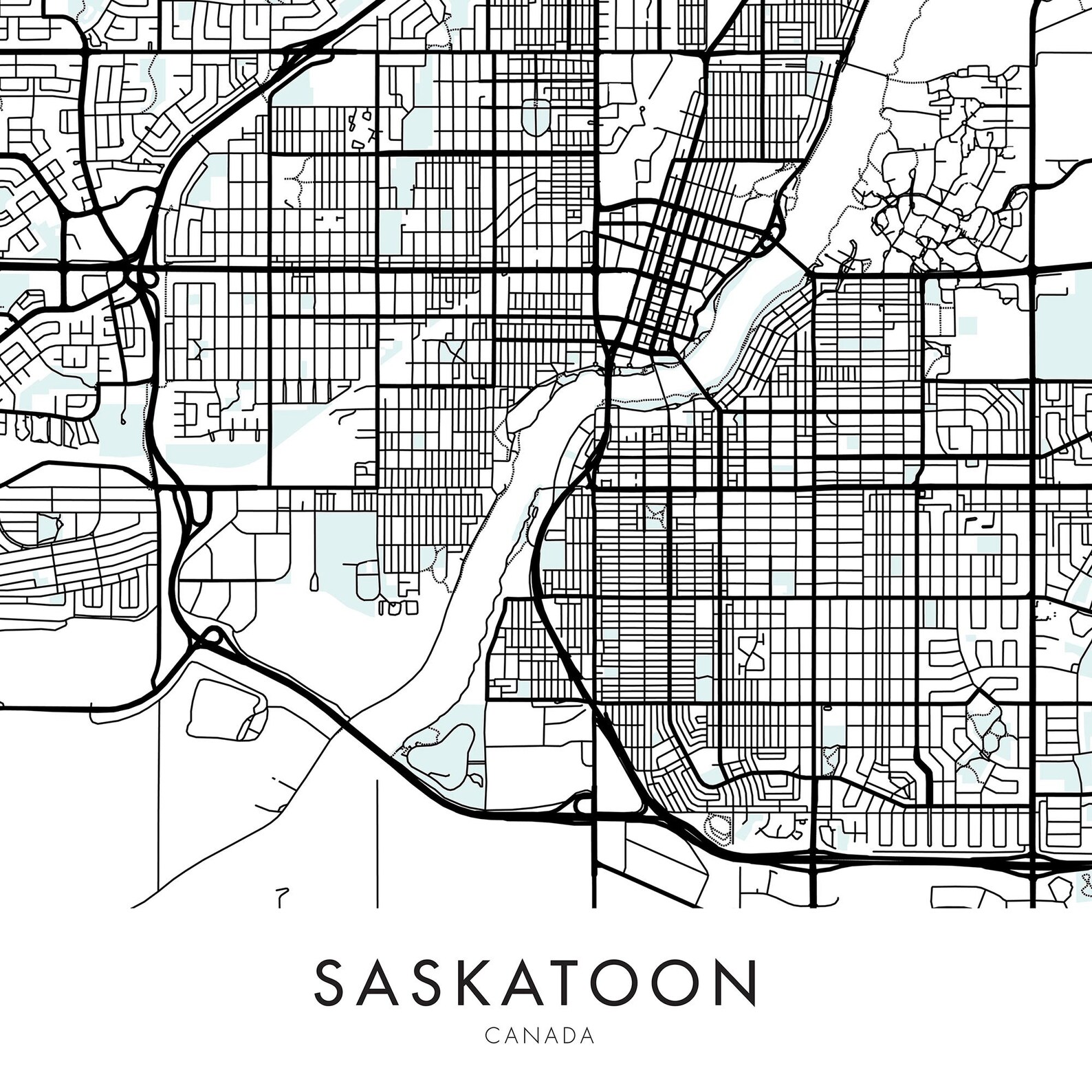 Saskatoon Saskatchewan Canada Art City Map Print Wall Art - Etsy