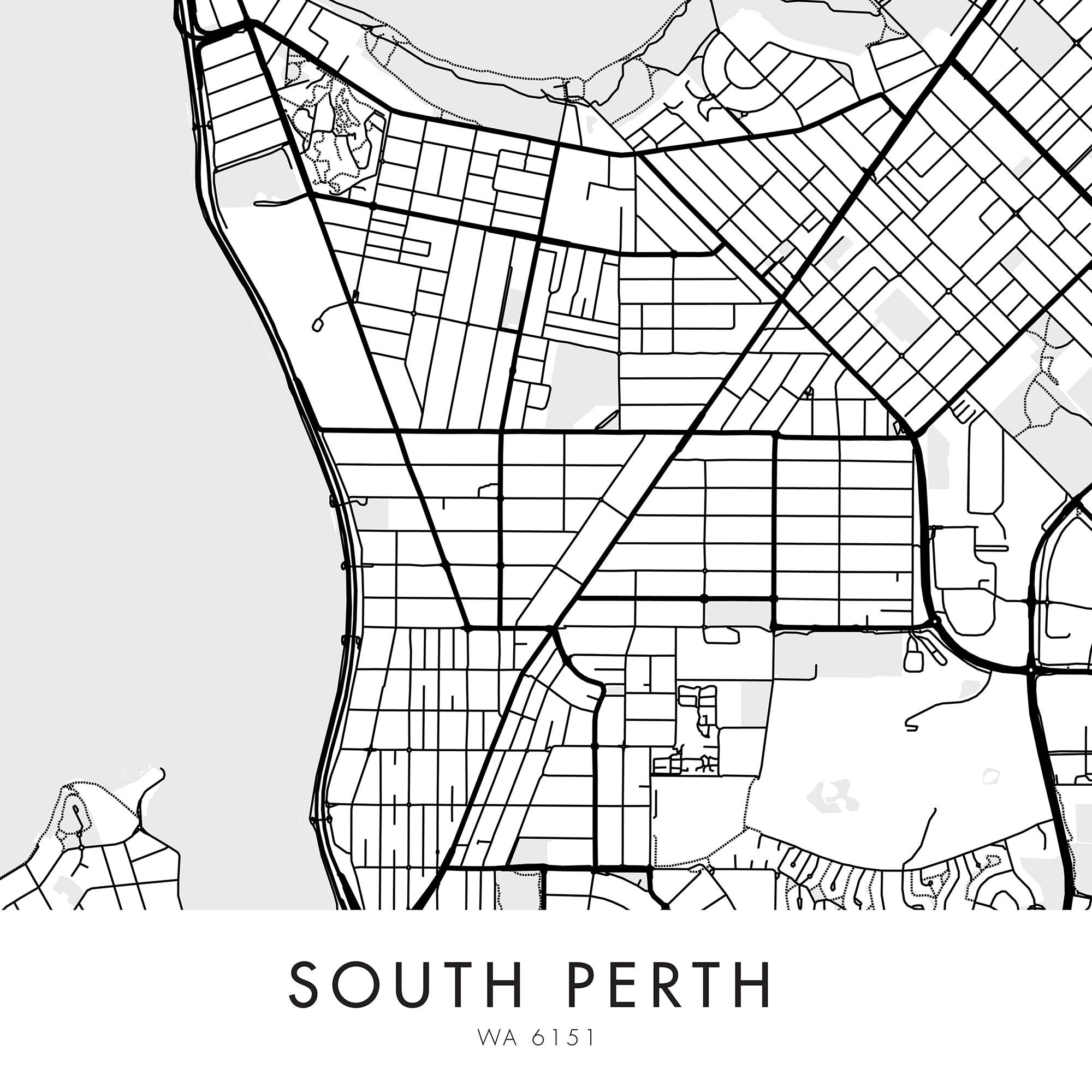 South Perth Australia Art City Map Print Wall Art A4 A3 A2 - Etsy
