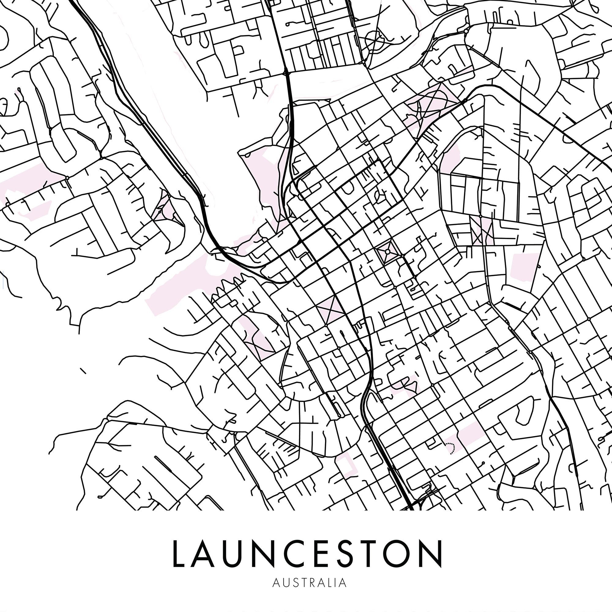Launceston Tasmania Australia Arte City Map Print Wall Art - Etsy España