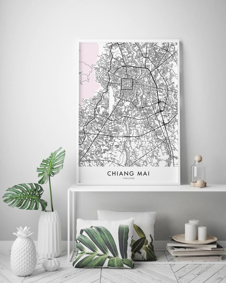 Chiang Mai Thailand City Map Print Wall Art Poster Print At | Etsy