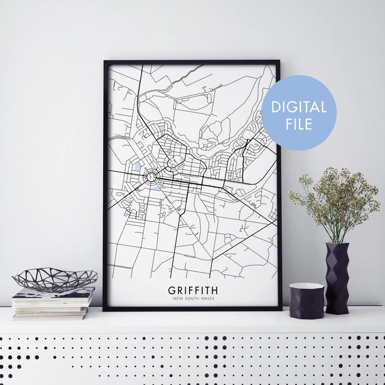 Griffith New South Wales Australia City Map Print Wall Art - Etsy