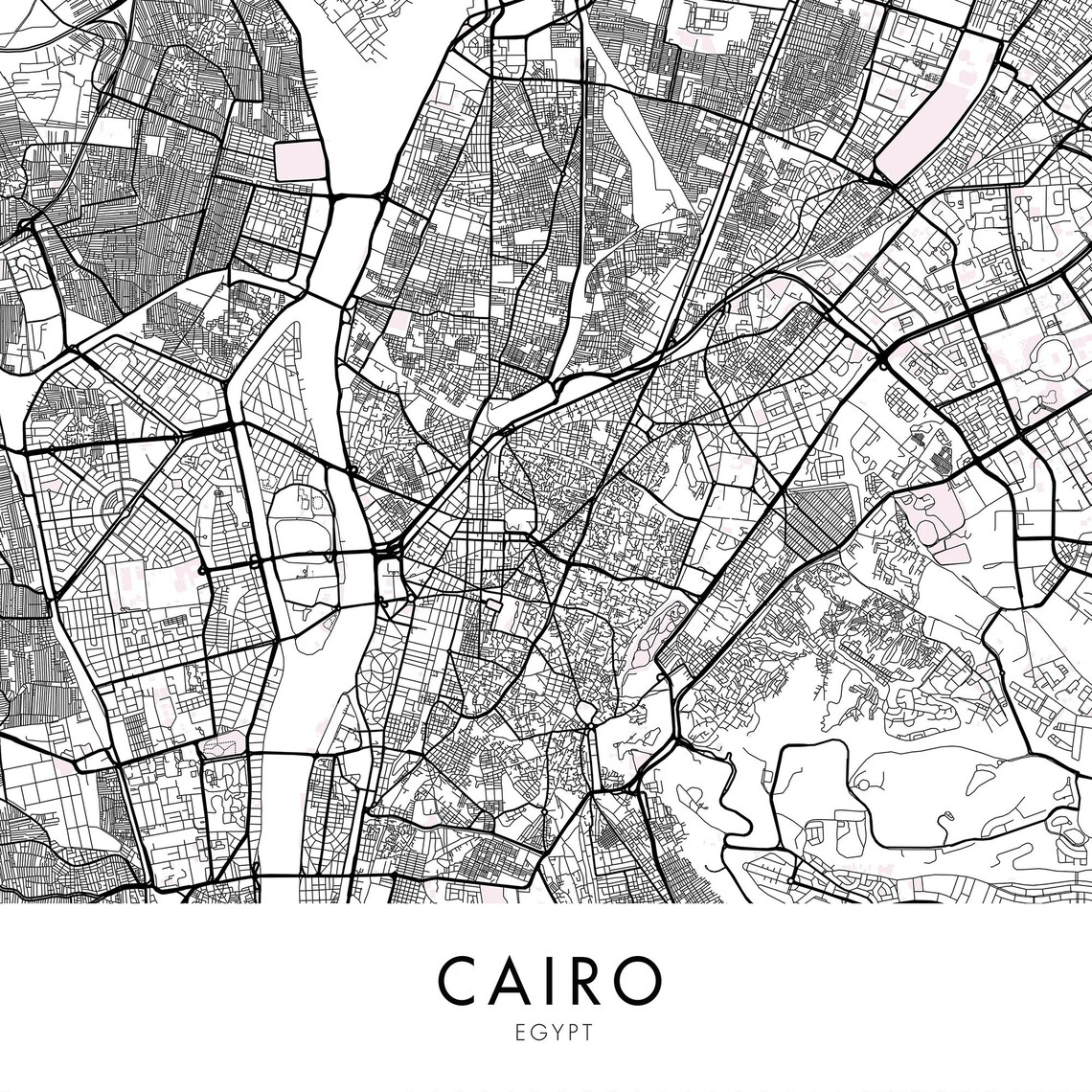 Cairo Egypt Art City Map Print Wall Art A4 A3 A2 A1 - Etsy