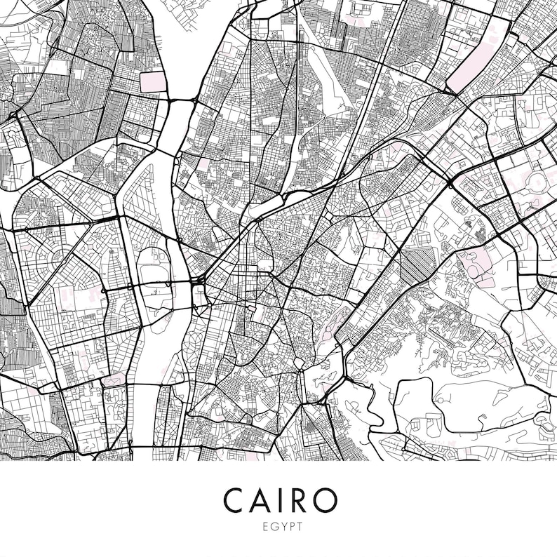 Cairo Egypt Art City Map Print Wall Art A4 A3 A2 A1 - Etsy