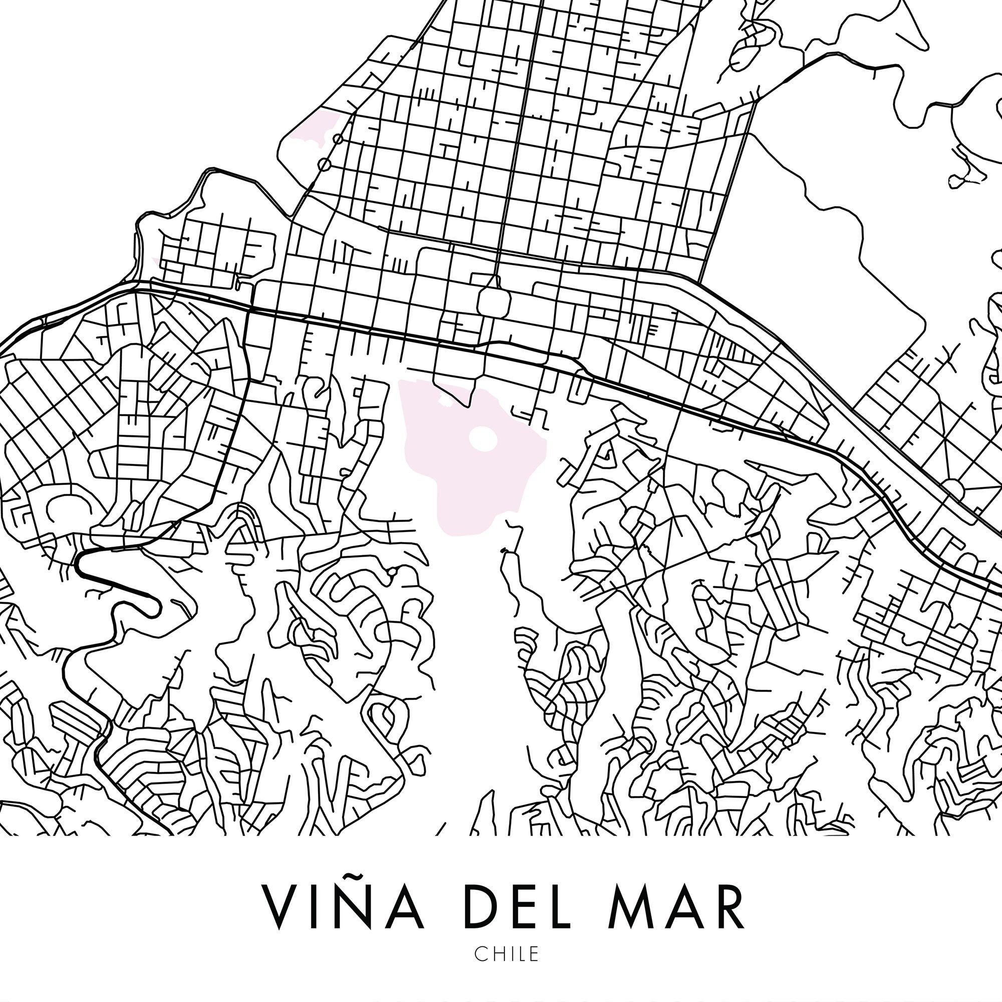 Viña del Mar Chile Art City Map Print Wall Art A4 A3 A2 A1 | Etsy