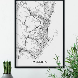 Messina, Sicily, Italy City Map Print Wall Art | Print at Home ...