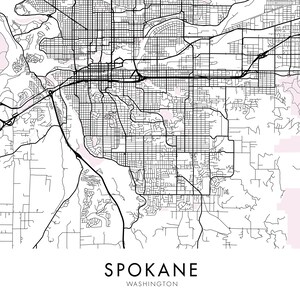 Spokane, Washington City Map Print Wall Art | Print at Home | Digital ...