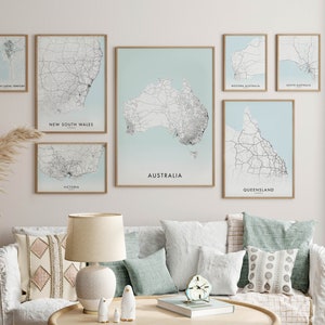 Queensland, Australia, QLD, State Road Map Print Wall Art | A4 A3 A2 A1 ...