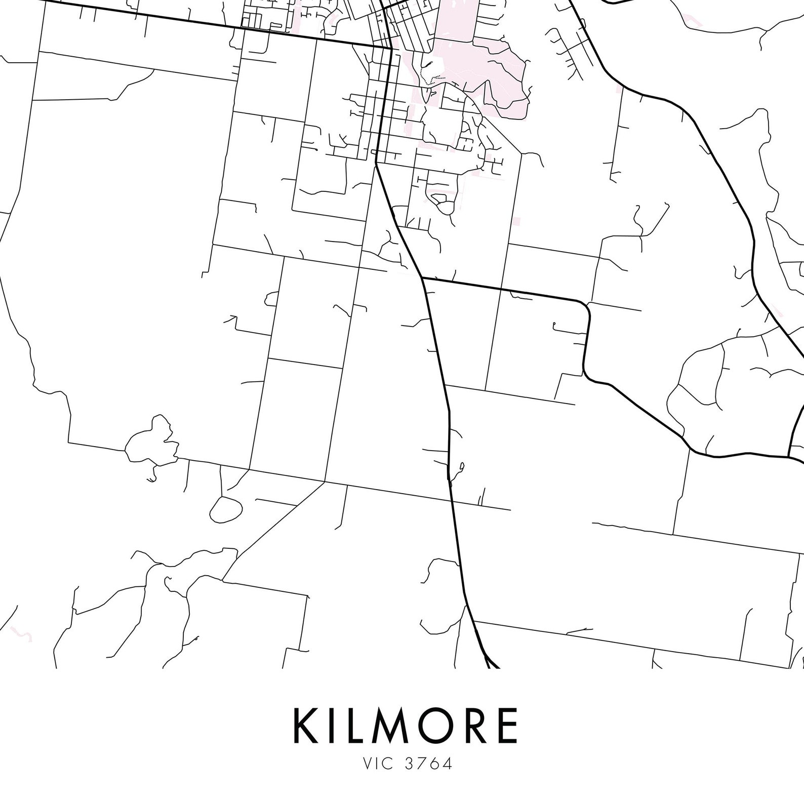 Kilmore, Victoria, Australia Art, City Map Print Wall Art | A4 A3 A2 A1 ...