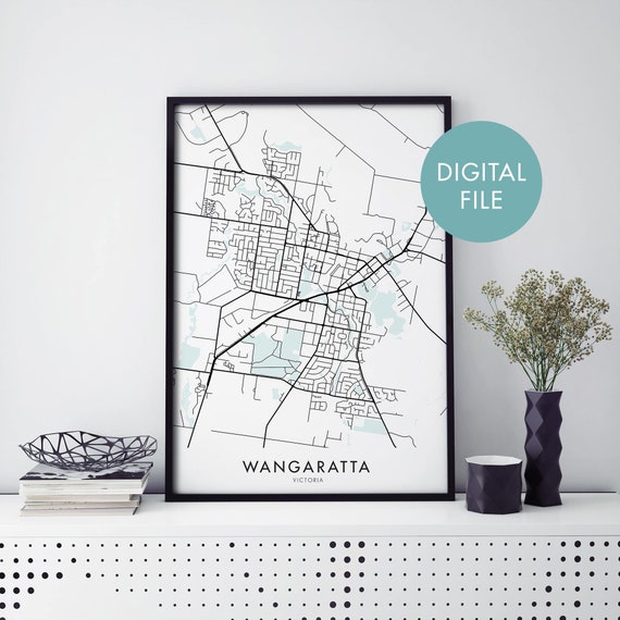 Wangaratta Victoria Australia City Map Print Wall Art | Etsy