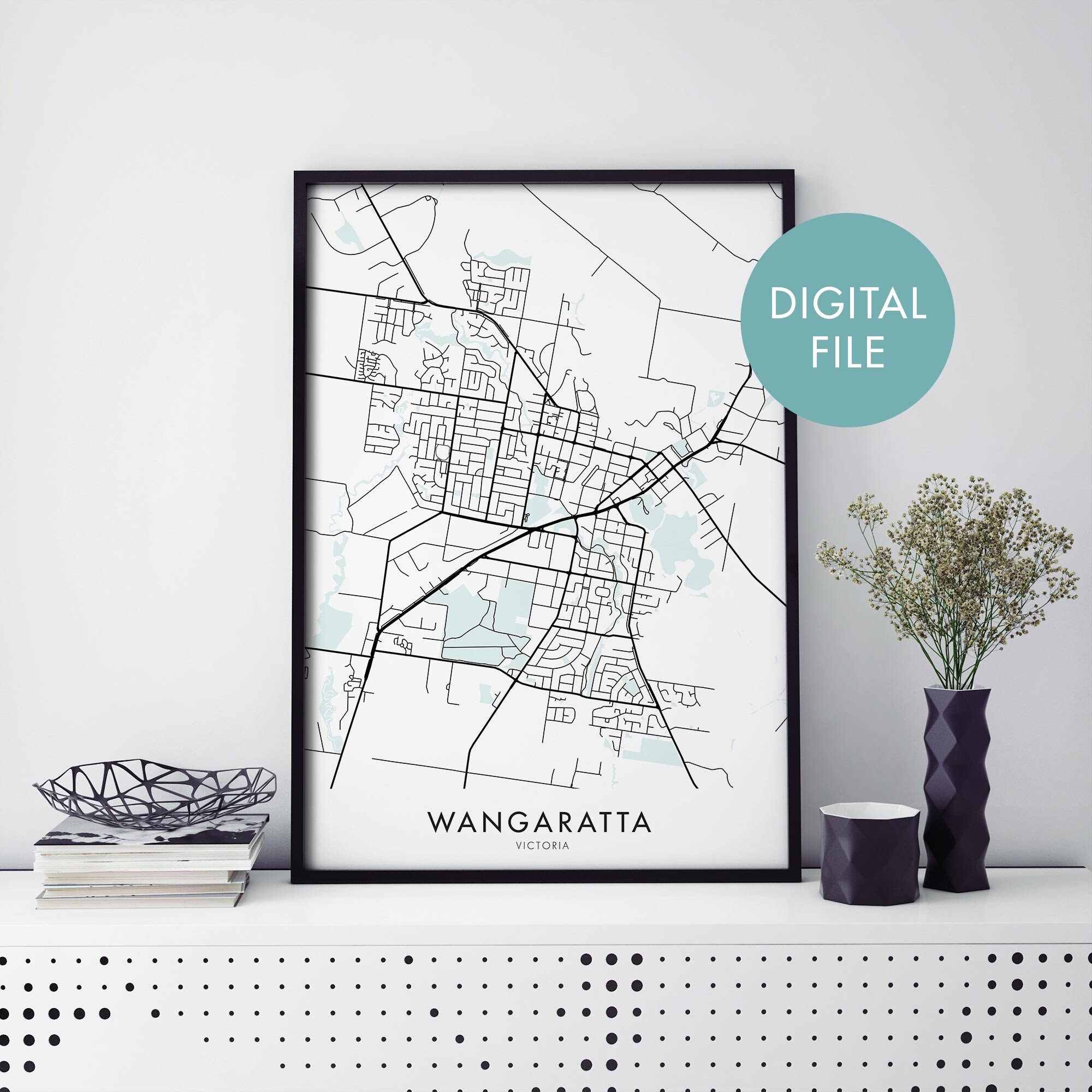 Wangaratta, Victoria, Australia City Map Print Wall Art | Print at Home ...