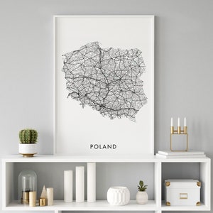 Poland Road Map Print Wall Art | Print at Home | Digital Download File ...
