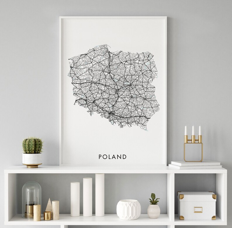 Poland Road Map Print Wall Art Print at Home Digital | Etsy