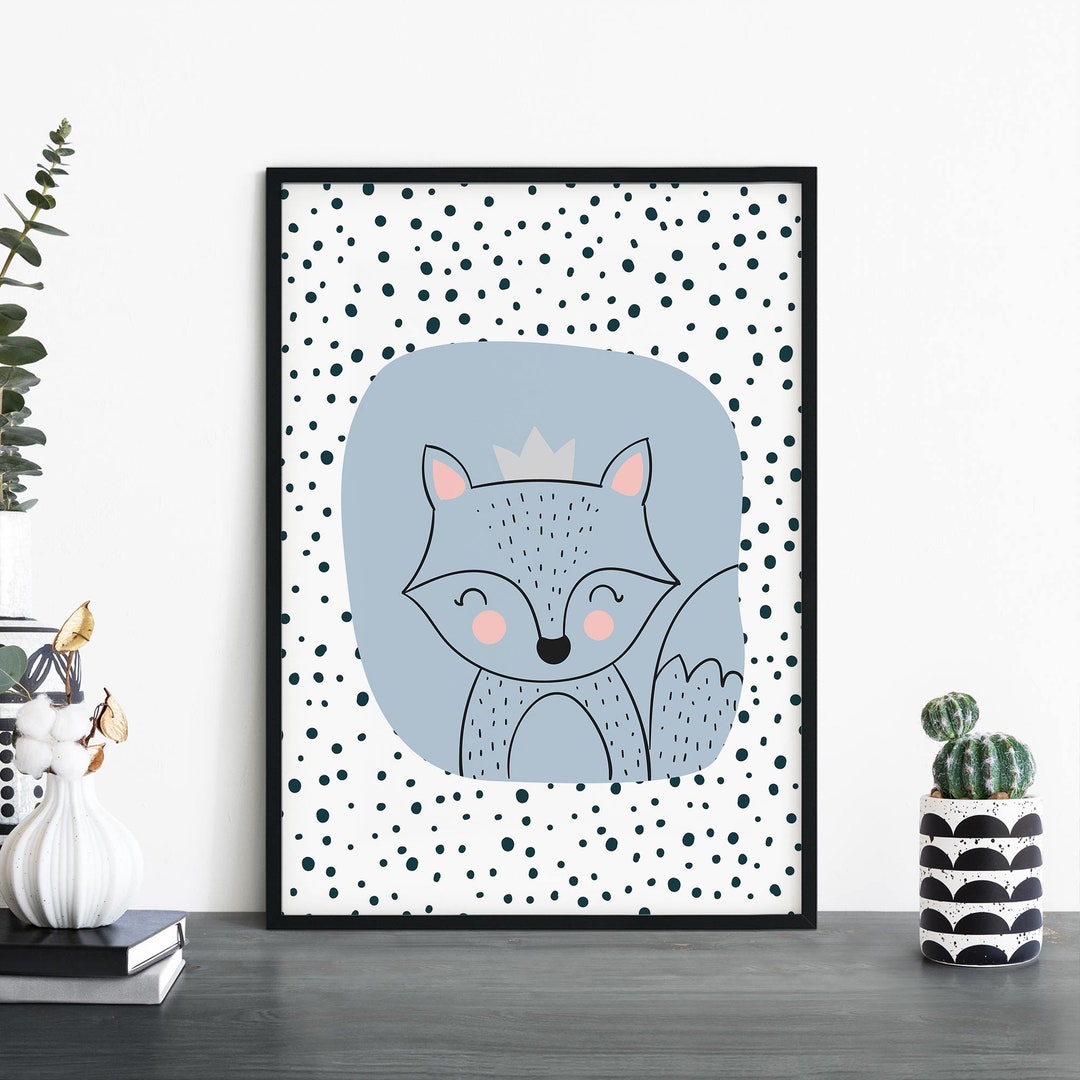 Fox Poster Print Arte de pared / Niños Niños Niños Niñas Guardería ...