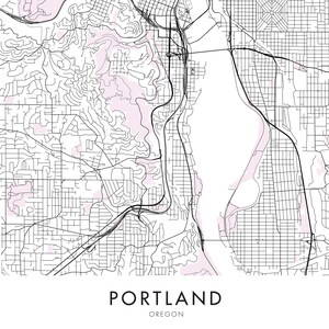 Portland, Oregon City Map Print Wall Art | Print at Home | Digital ...