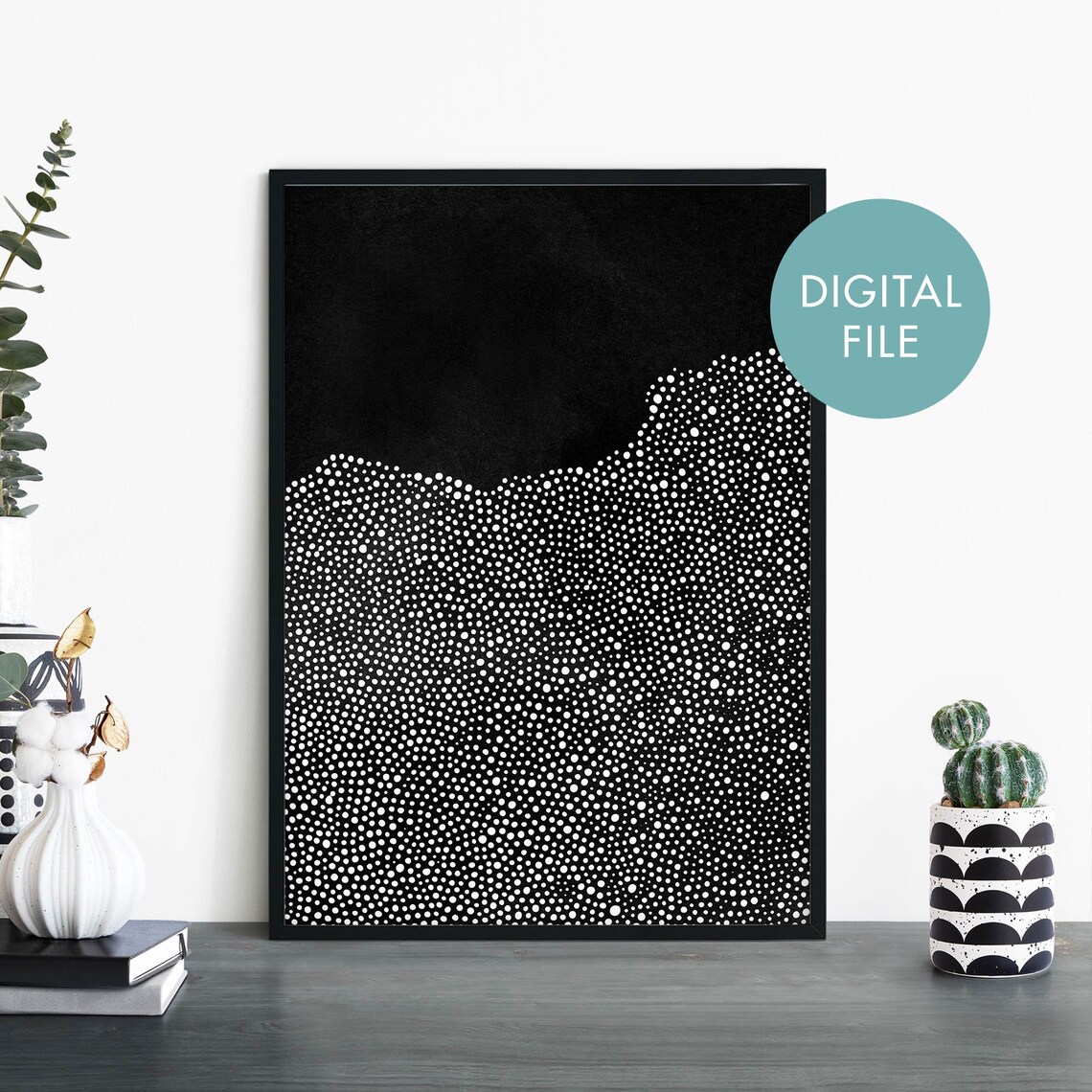 Dots Black & White Abstract Print Wall Art Print At Home | Etsy