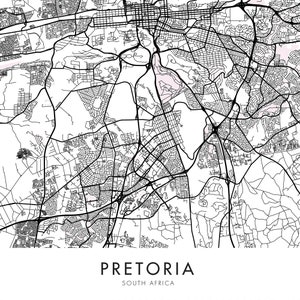 Pretoria, South Africa City Map Print Wall Art | Print at Home ...