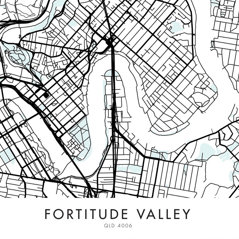 Fortitude Valley Brisbane Queensland Art City Map Print - Etsy