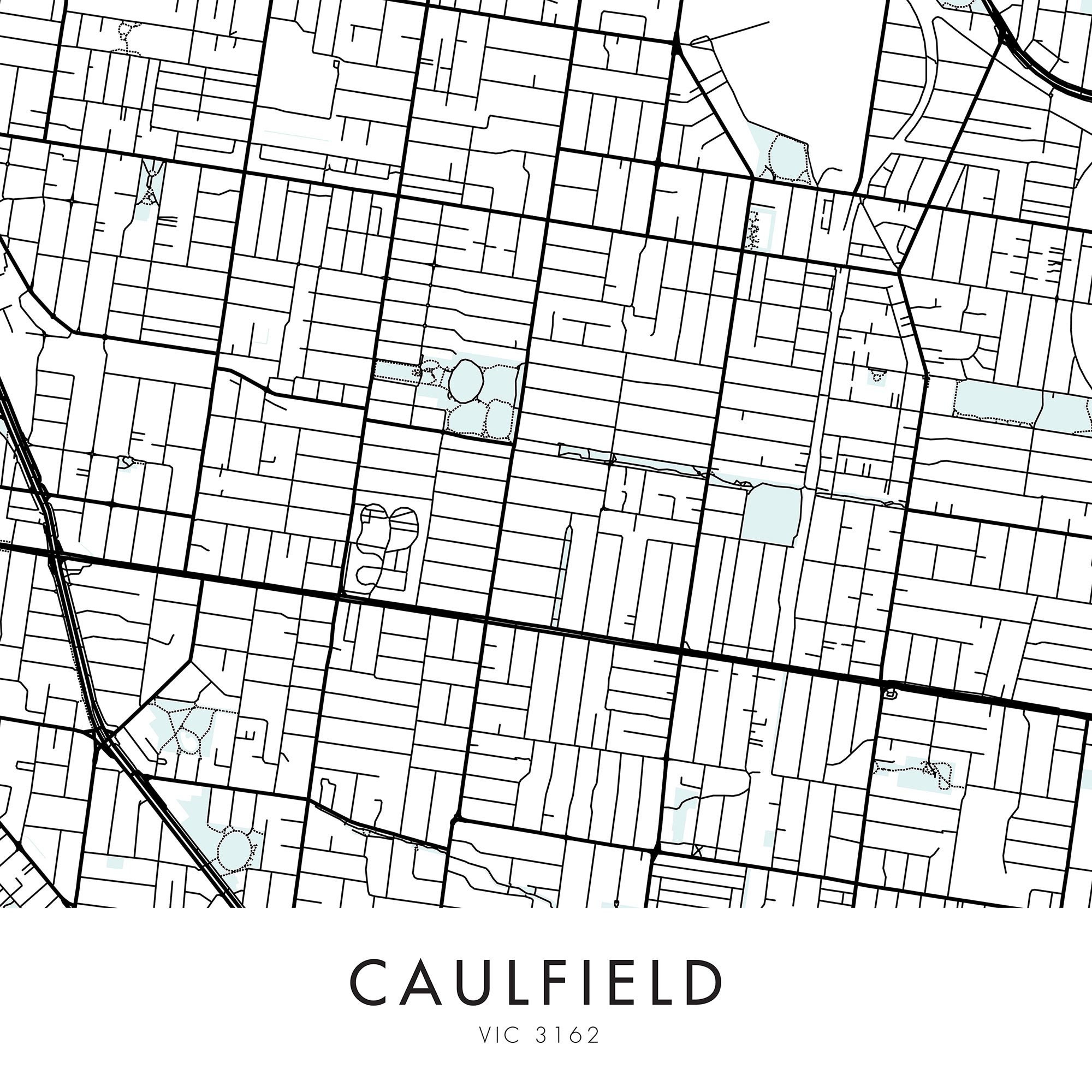 Caulfield Melbourne City Map Print Wall Art / Print At Home / - Etsy España