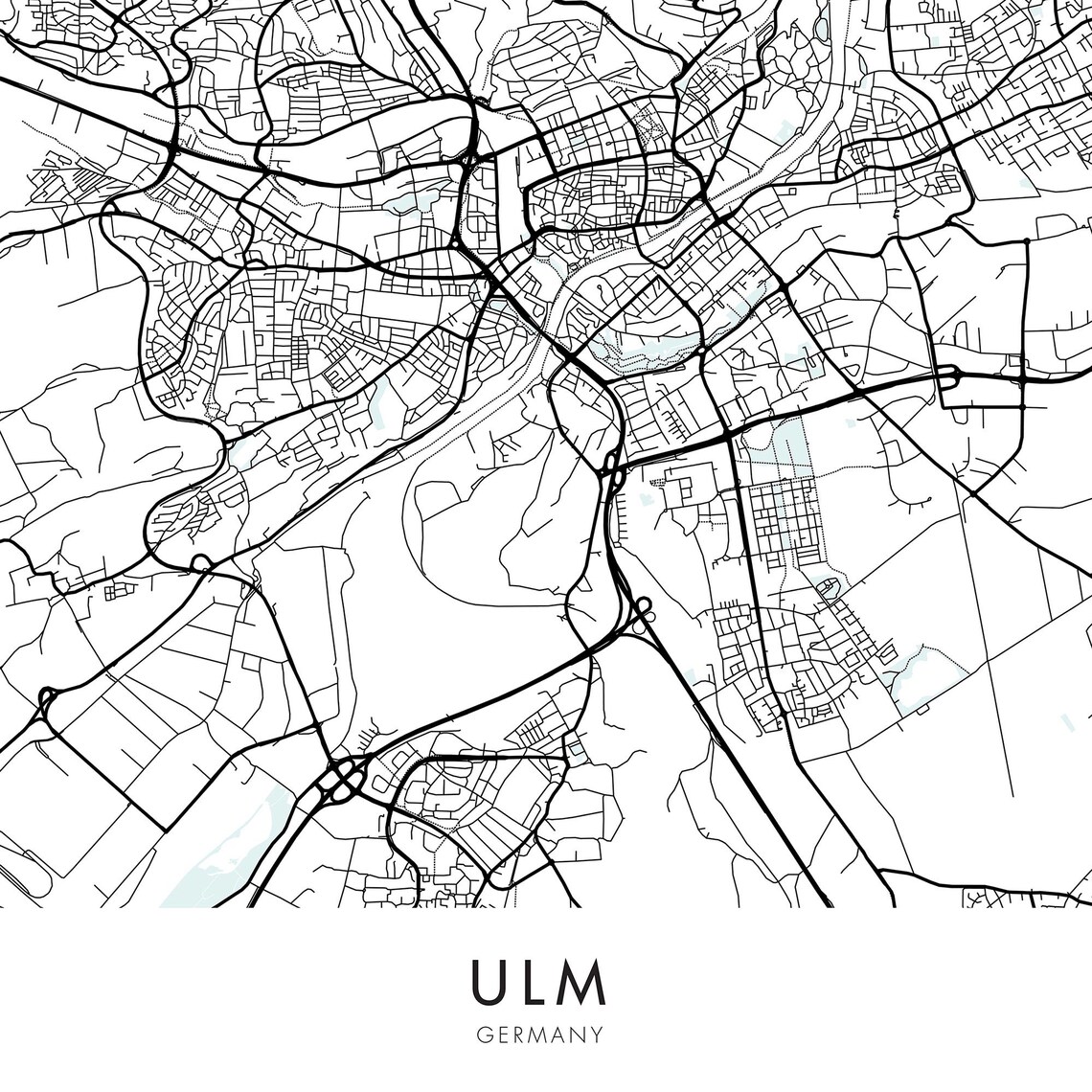 Ulm Germany City Map Print Wall Art Print at Home Digital - Etsy