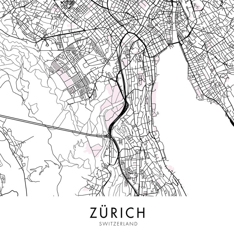 Zürich, Switzerland Art, City Map Print Wall Art | A4 A3 A2 A1 - Etsy