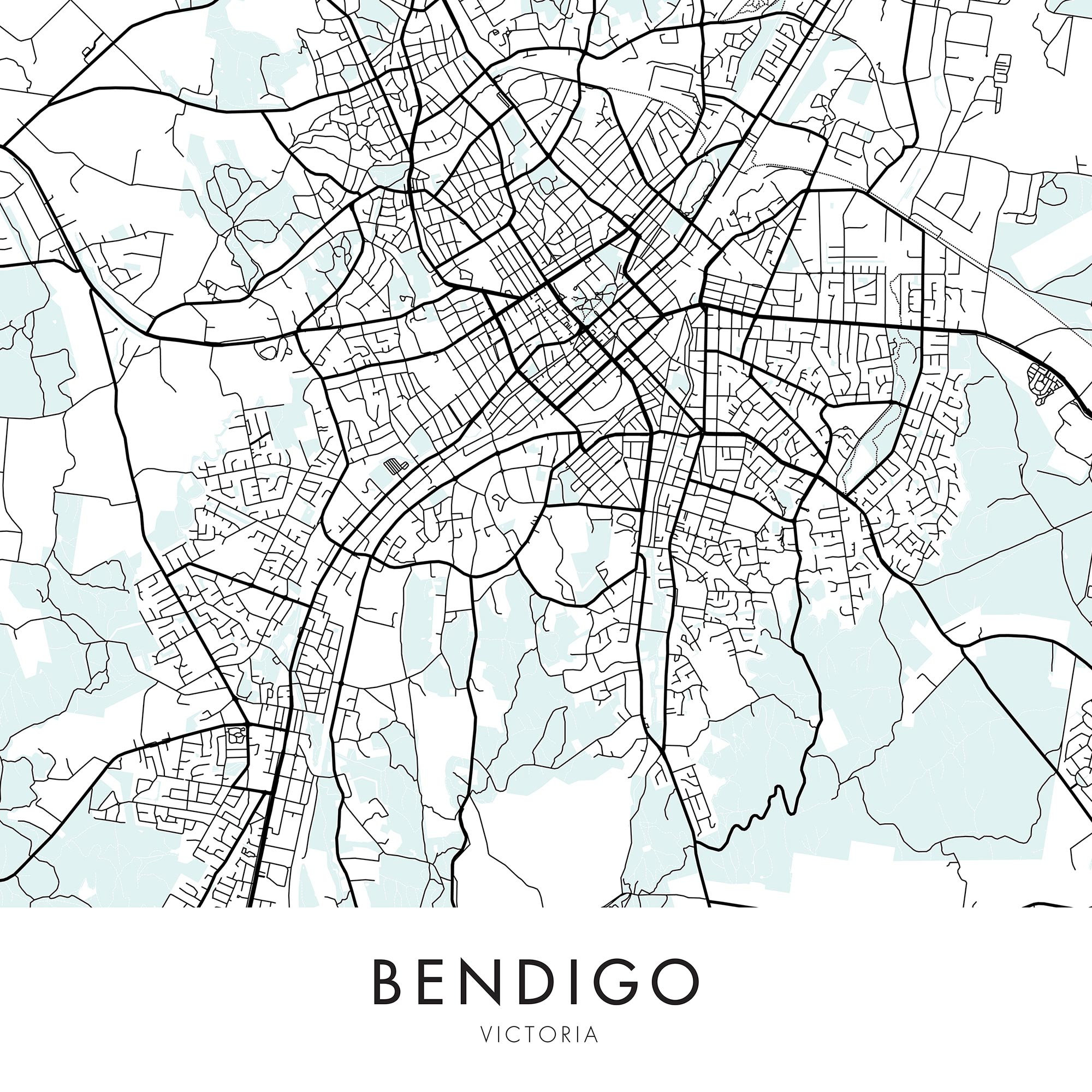 Bendigo Victoria Australia City Map Print Wall Art Print | Etsy