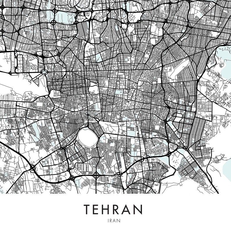 Tehran Iran Art City Map Print Wall Art A4 A3 A2 A1 - Etsy