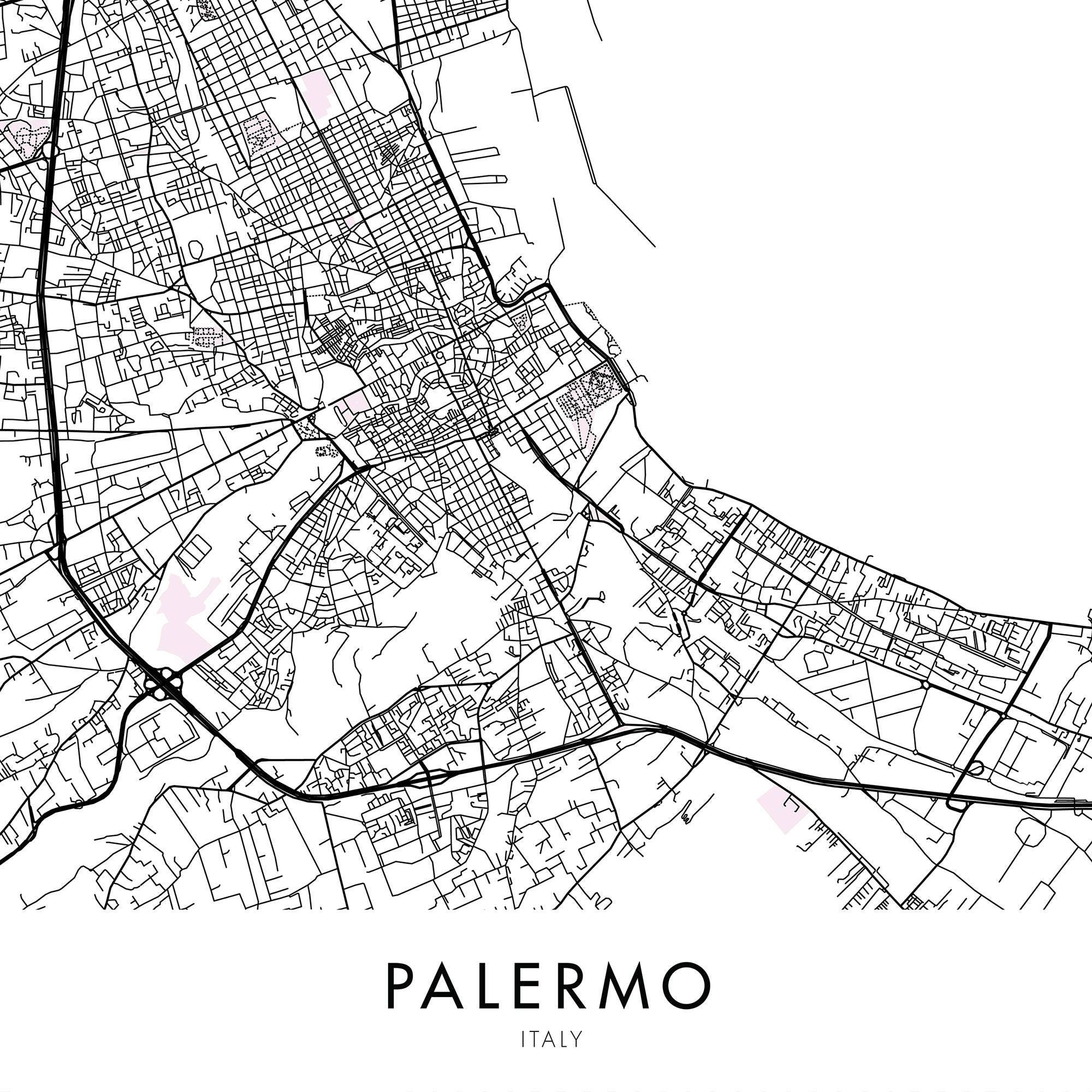 Palermo Sicily Italy City Map Print Wall Art Poster Print | Etsy