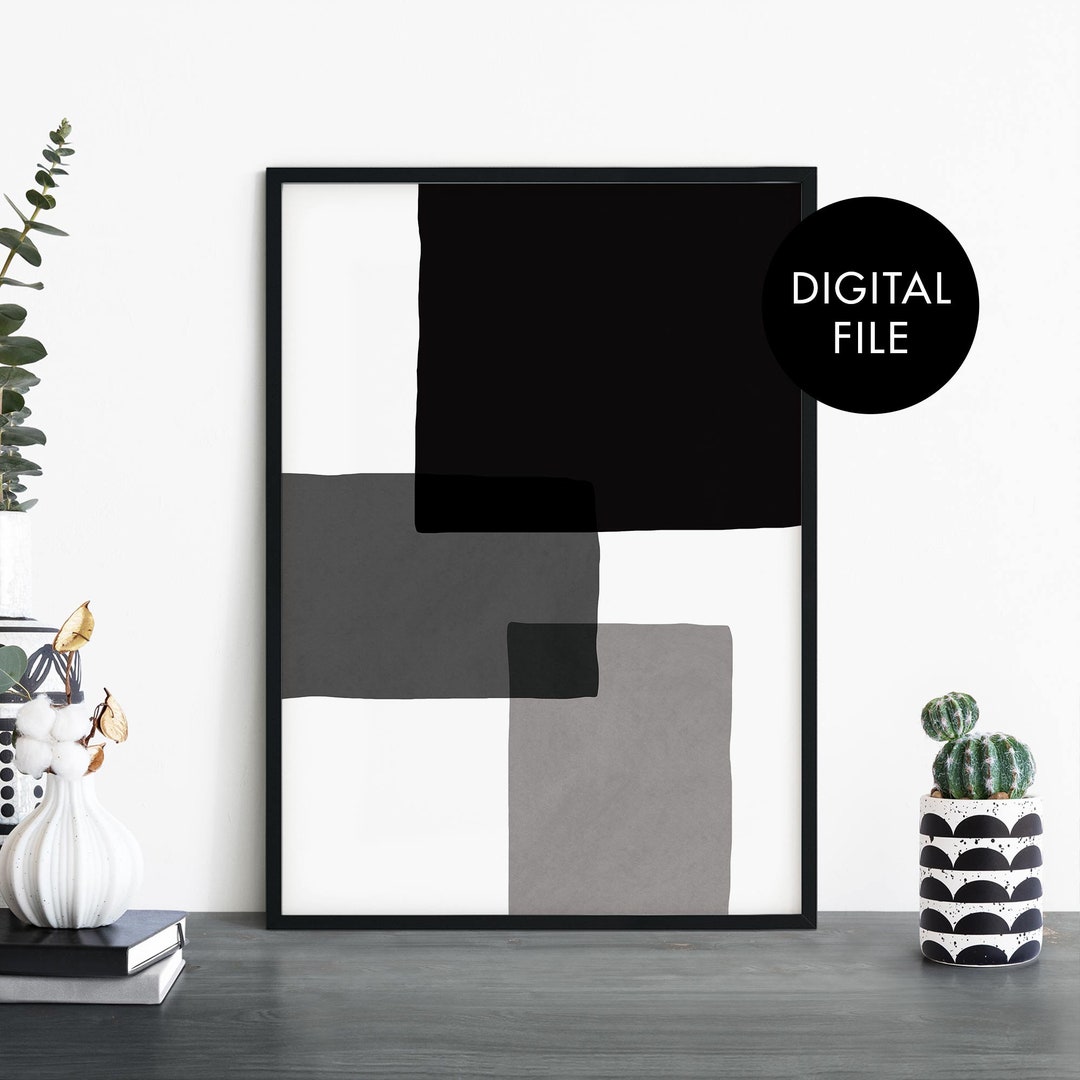 Shades of Grey Abstract Print Wall Art | Print at Home | Digital ...