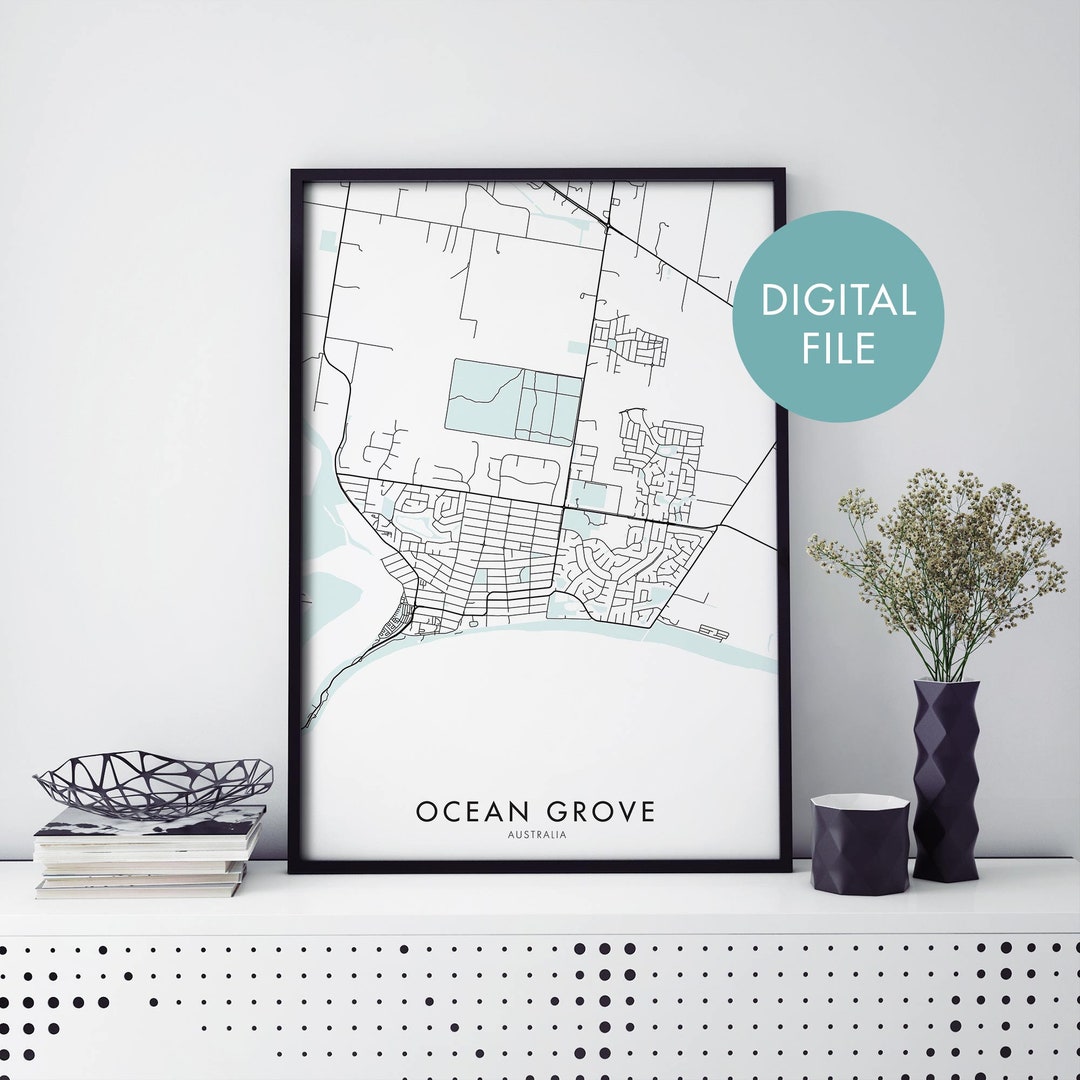 Ocean Grove, Victoria, Australia City Map Print Wall Art | Print at ...