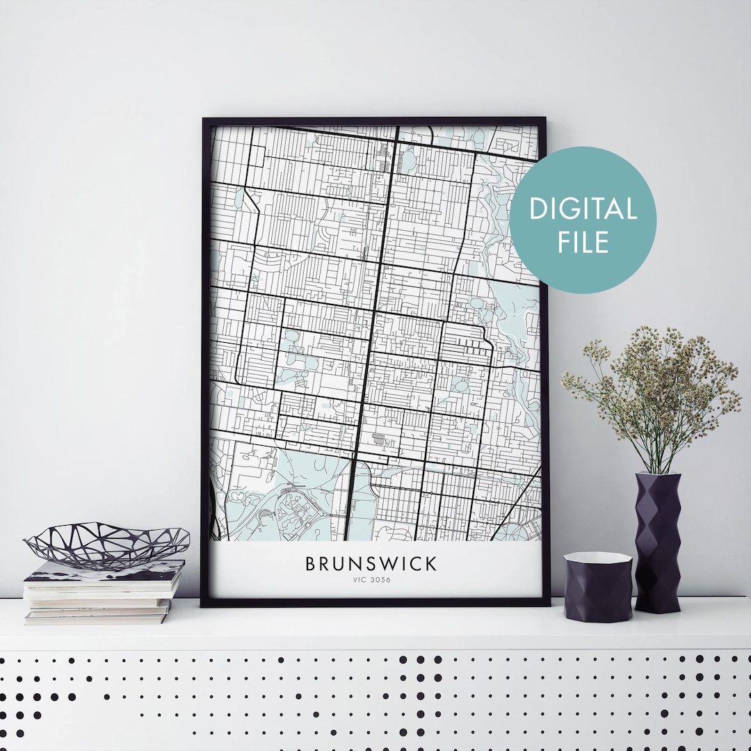 Brunswick, Melbourne City Map Print Wall Art | Print at Home | Digital ...
