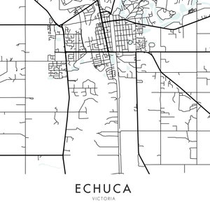 Echuca, Victoria, Australia City Map Print Wall Art | Print at Home ...