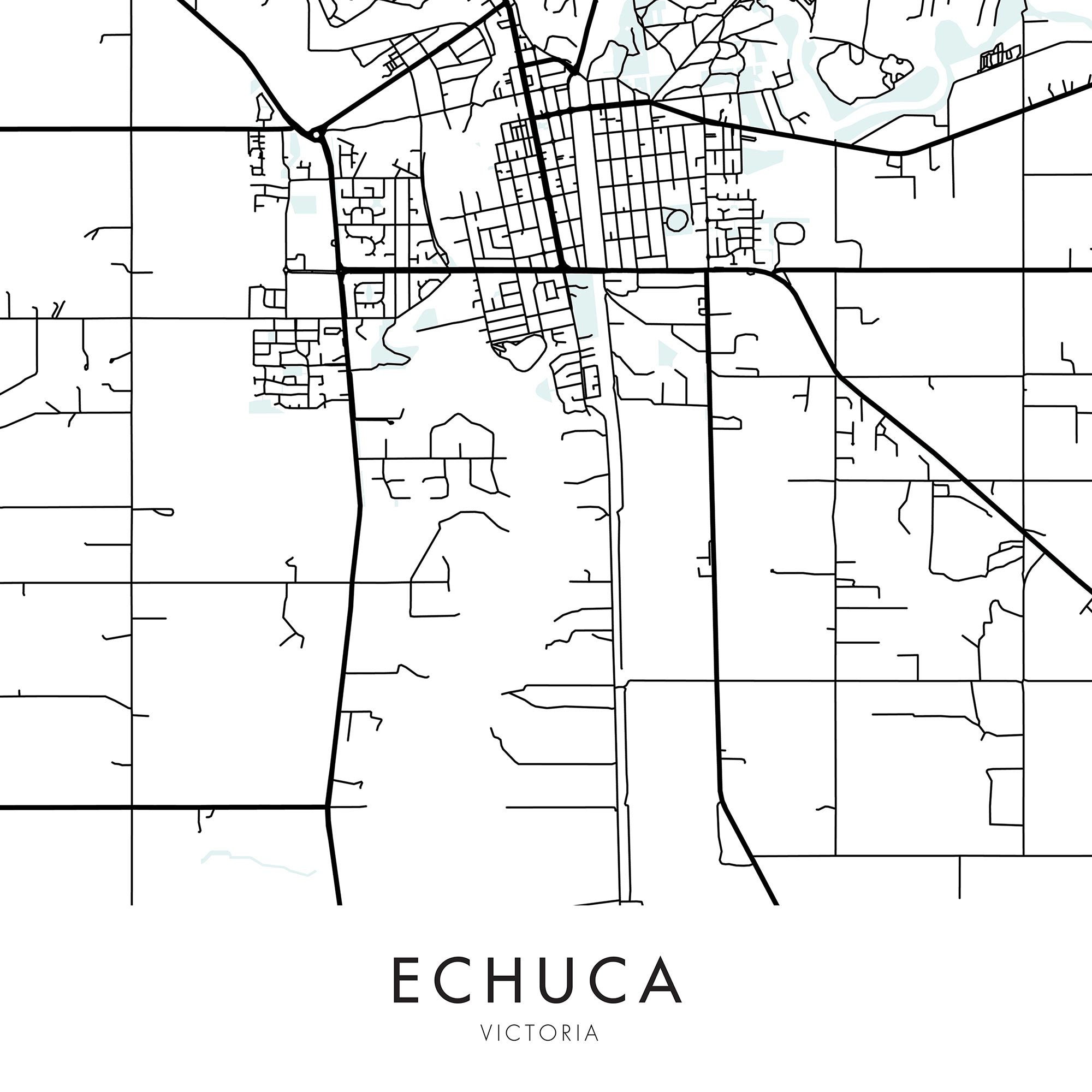 Echuca Victoria Australia City Map Print Wall Art Print at - Etsy Australia