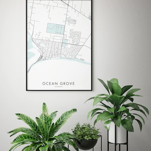 Ocean Grove, Victoria, Australia Art, City Map Print Wall Art | A4 A3 ...