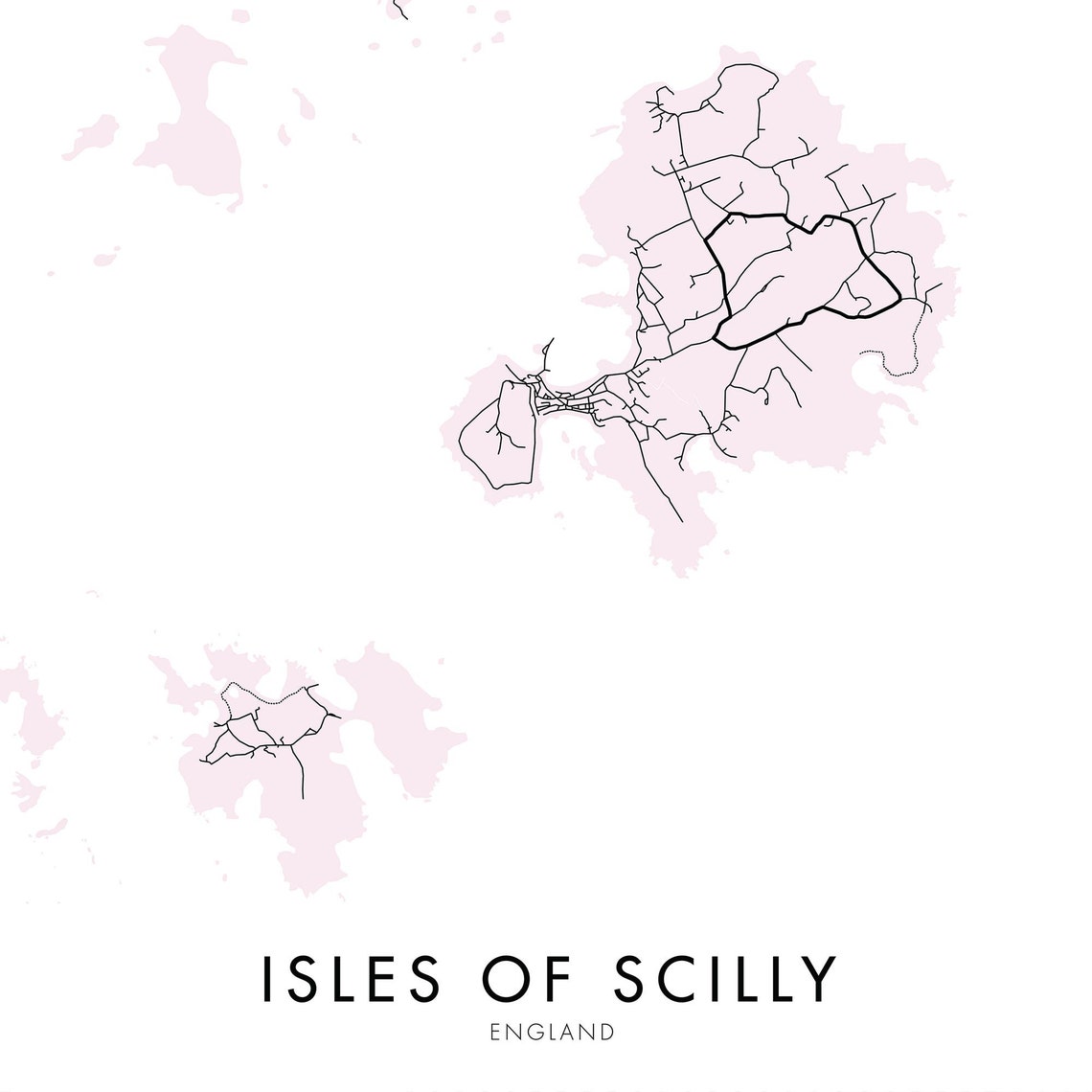 Isles of Scilly England UK Art City Map Print Wall Art A4 | Etsy