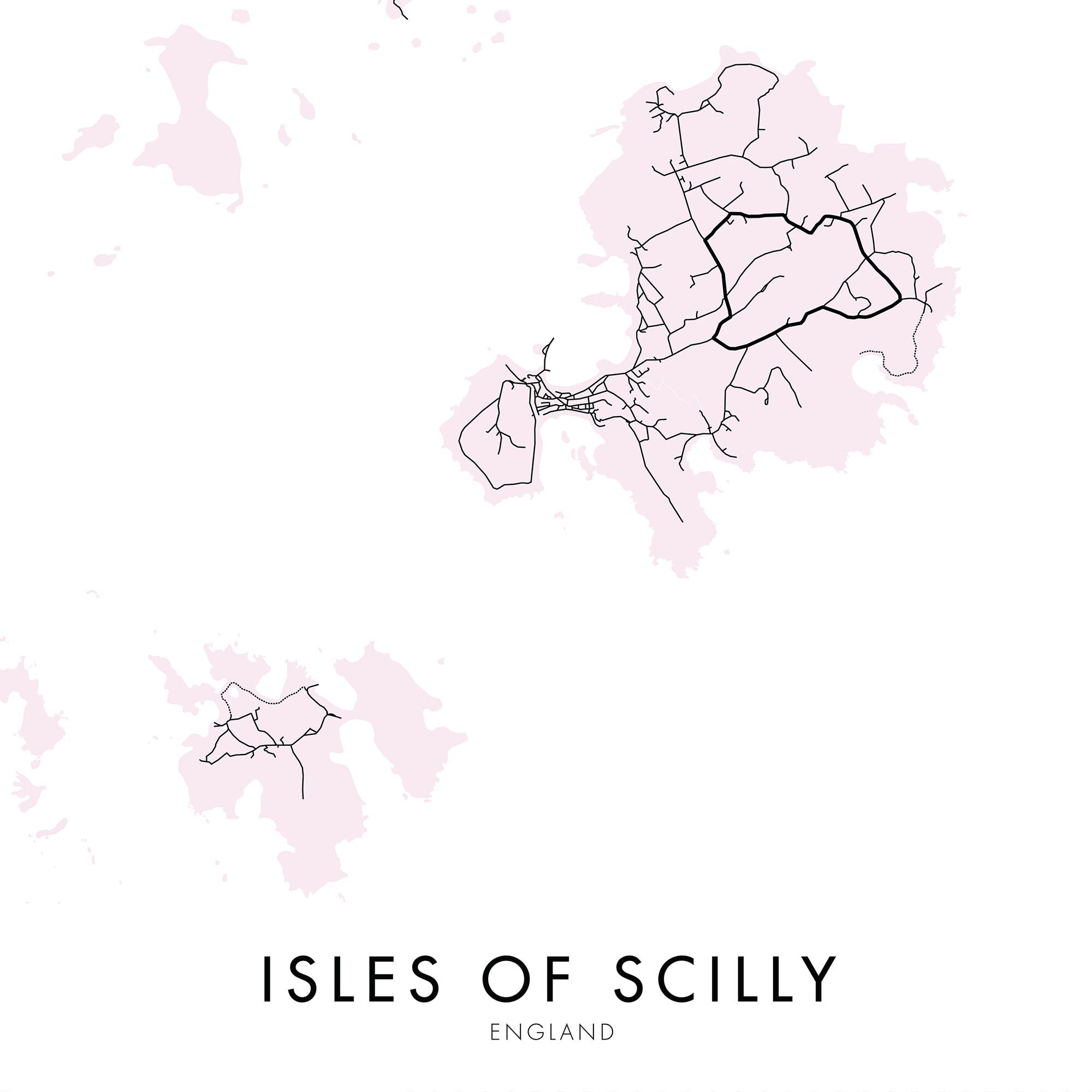 Isles of Scilly England UK Art City Map Print Wall Art A4 | Etsy