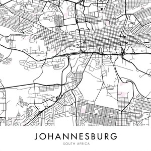 Johannesburg, South Africa Art, City Map Print Wall Art | A4 A3 A2 A1 ...