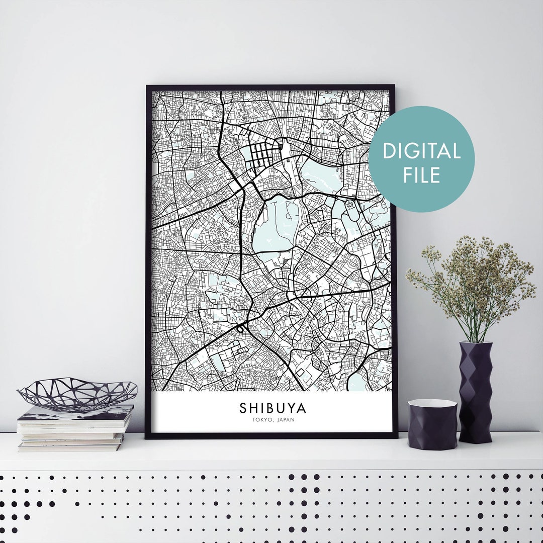 Shibuya, Tokyo, Japan City Map Print Wall Art | Print at Home | Digital ...